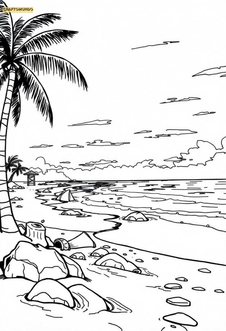 27 Beach Coloring Pages - CraftoMundo