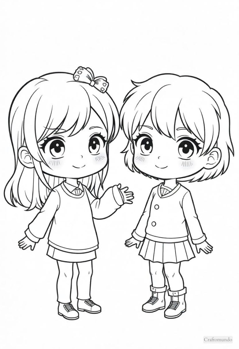 50 Chibi Coloring Pages - CraftoMundo