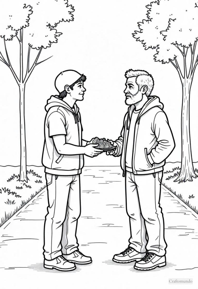 30 Coloring Pages of People Helping Others - CraftoMundo